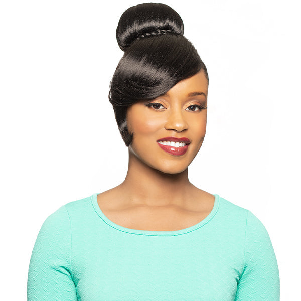 FOXY SILVER SYNTHETIC BUN WITH SIDE BANG DUET 08 [14666] – Hairsisters